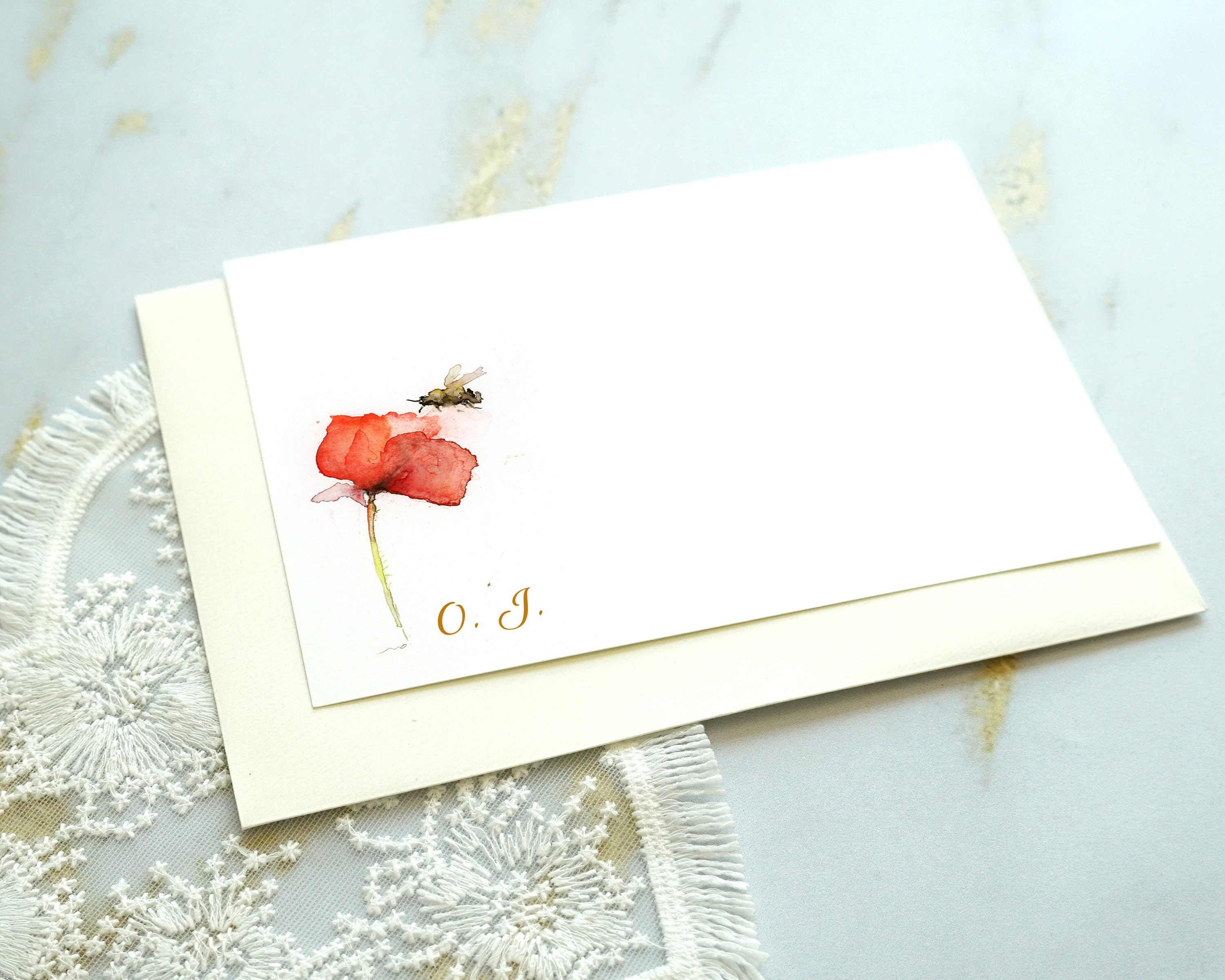 Custom Personal Stationery, Note Cards Handmade, Watercolor Purple ...