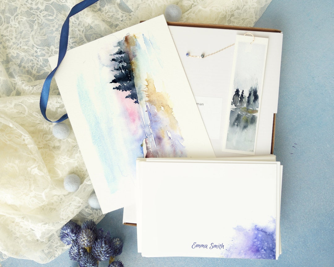 Unique Watercolor Christmas Gift Box, Winter Holiday Art Set Gift Box ...