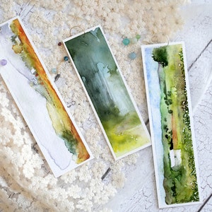 Bookmark Set of 3, Customized Watercolor Painted Landscape Bookmark ...