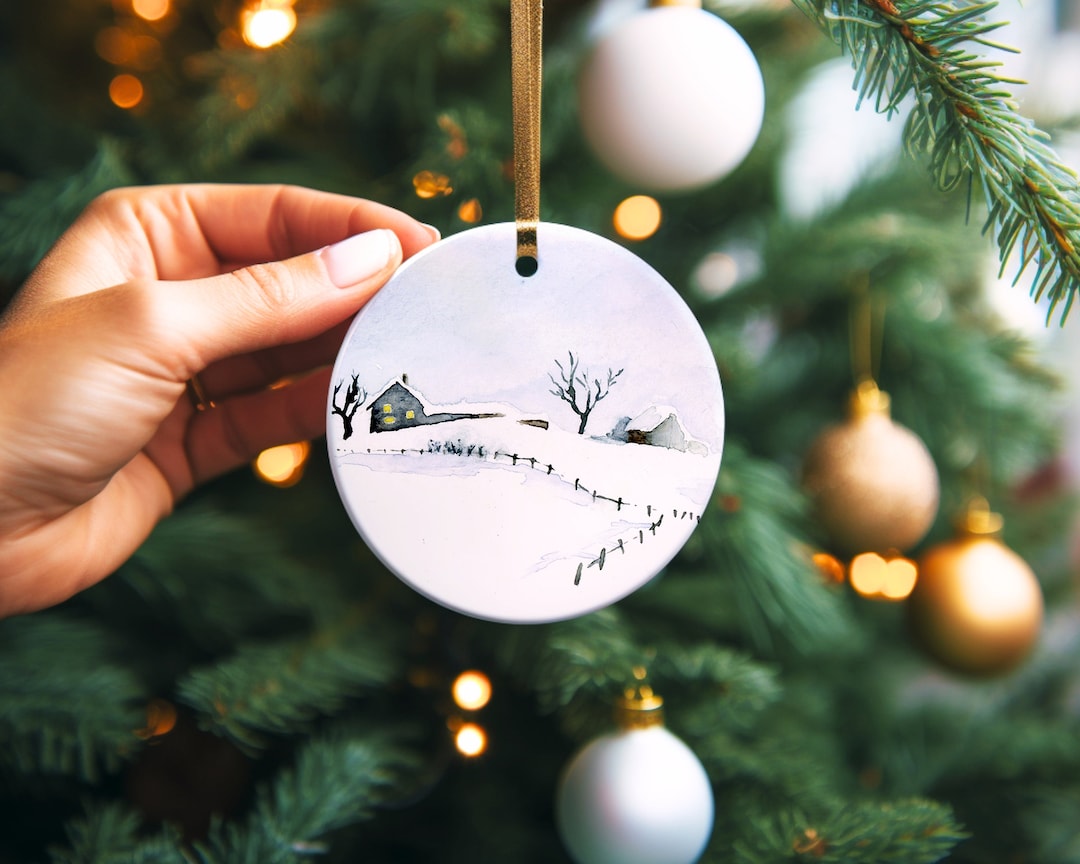 Watercolor on Ceramic Christmas Ornament. Classic Christmas Ornament ...