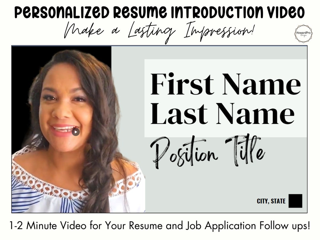 Resume Video Personalized All About Me Custom Introduction Video Editor ...
