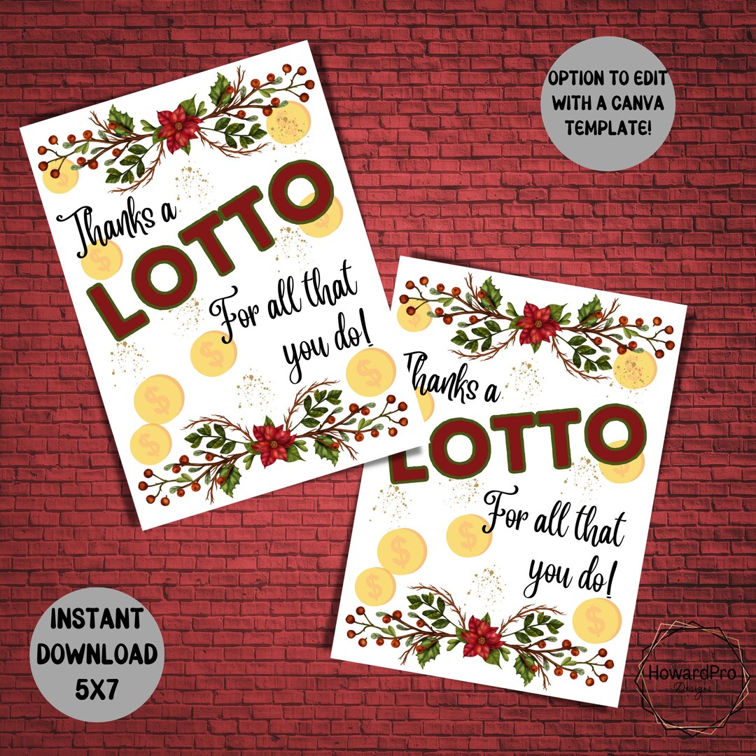 Lottery Gift Tags, Thanks a Lotto for All That You Do, Lottery ...