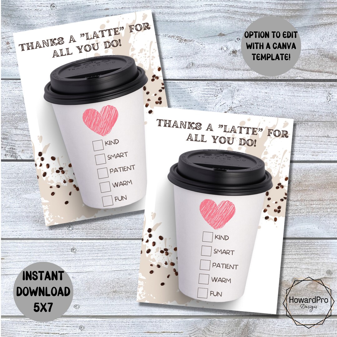 Coffee Thank You Gift Printable Teacher Gift Teacher - Etsy