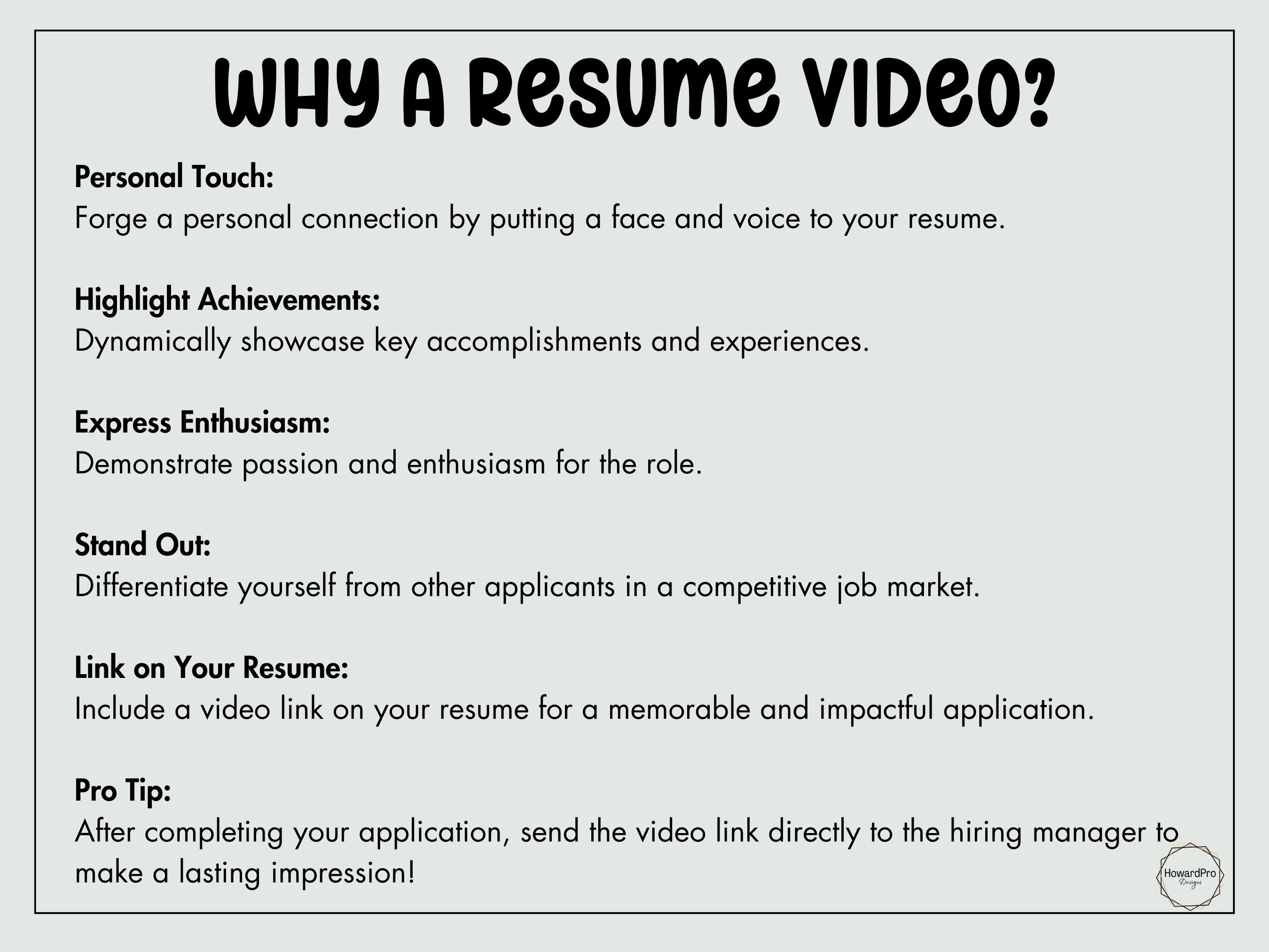 Resume Video Personalized All About Me Custom Introduction Video Editor ...