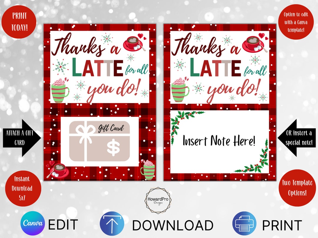 Editable Thanks a Latte Appreciation Gift Printable Coffee Thank You ...