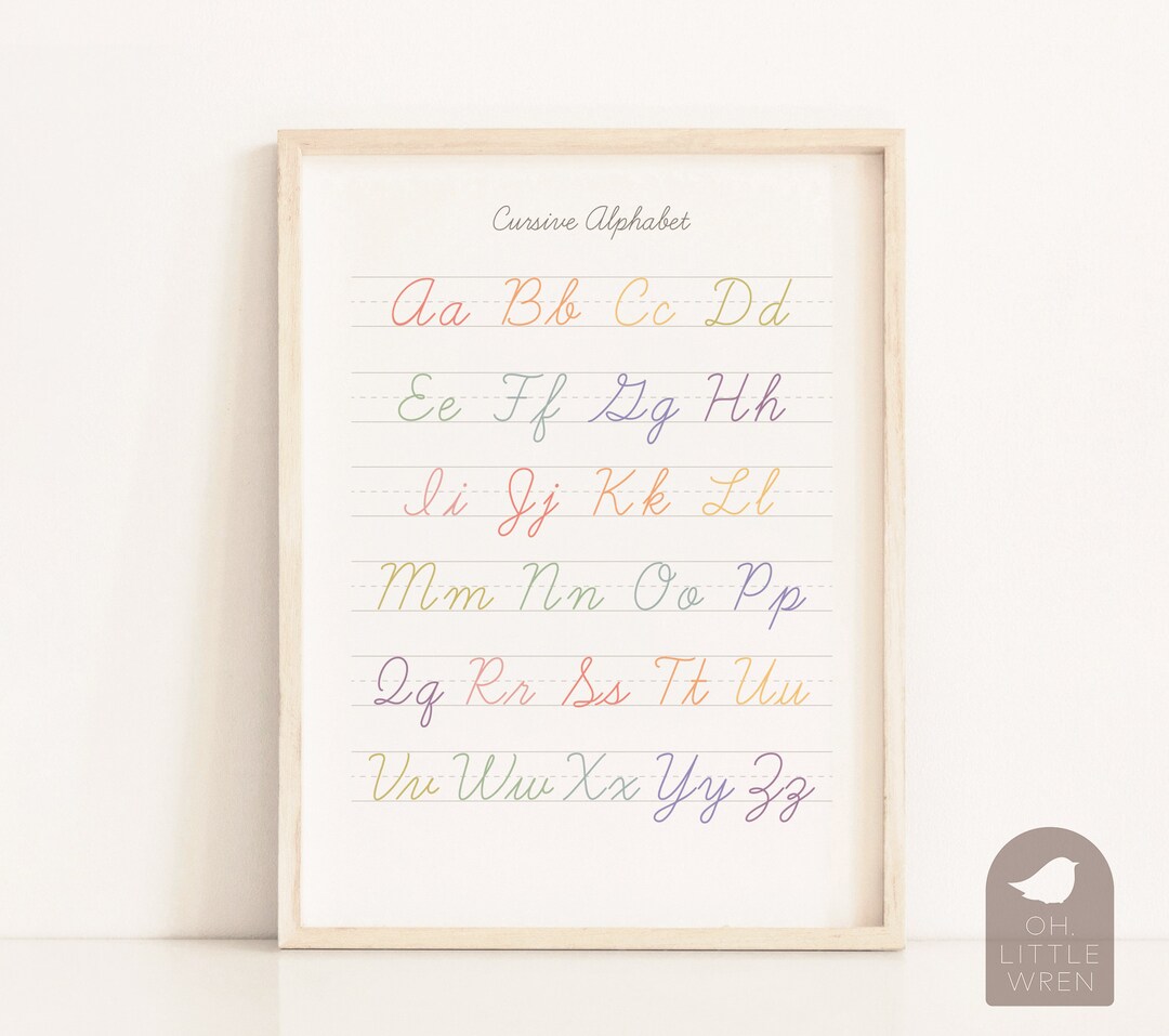 Cursive Alphabet Printable Wall Art, Digital Download Homeschool ...