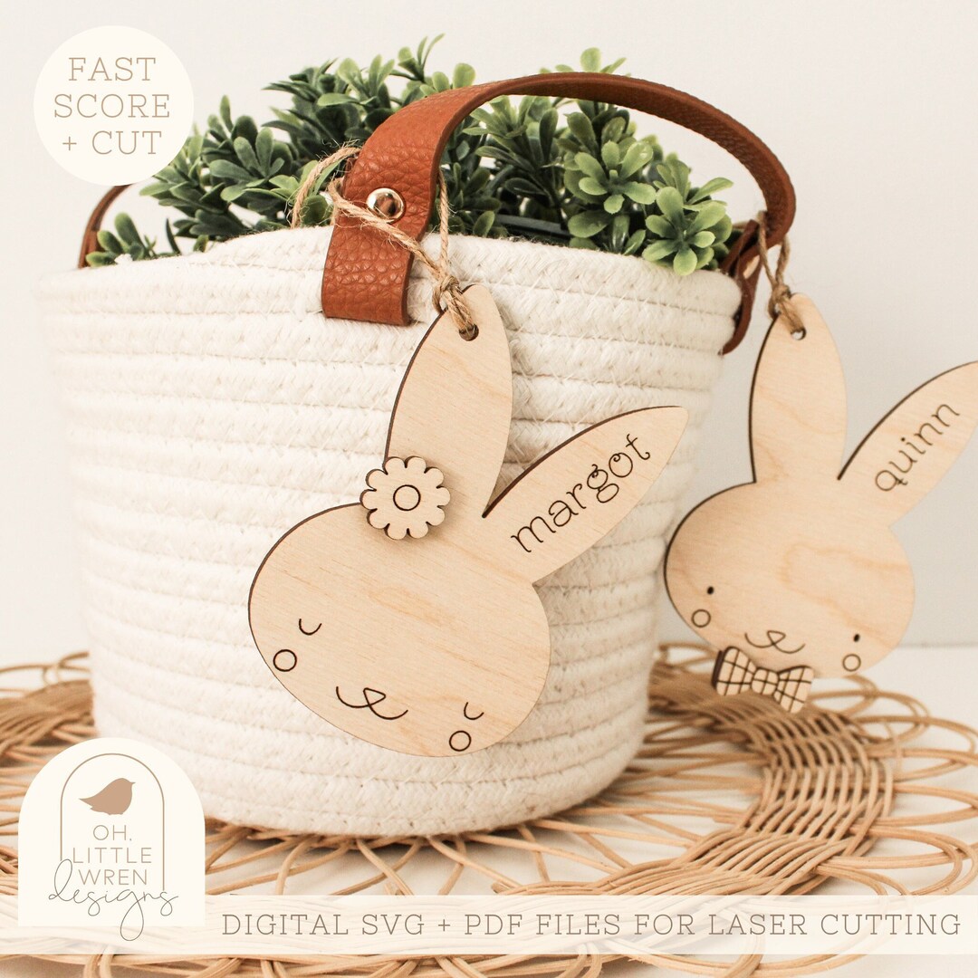 SVG Easter Bunny Tag Laser Cutting Digital Download • Kids Easter ...