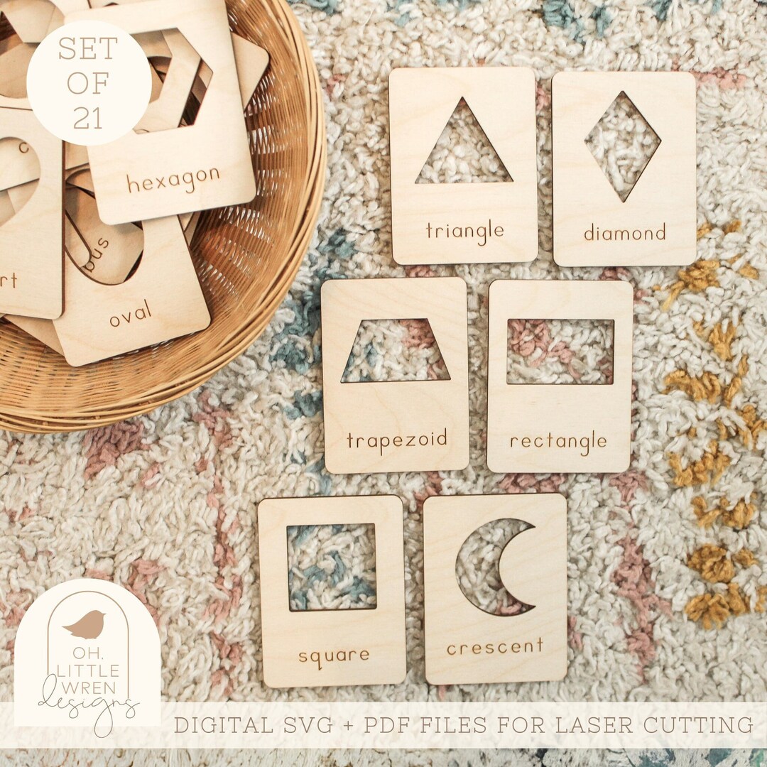 SVG Wood Shape Flashcards + Stencils for Laser Cutting • Tracing Shapes ...