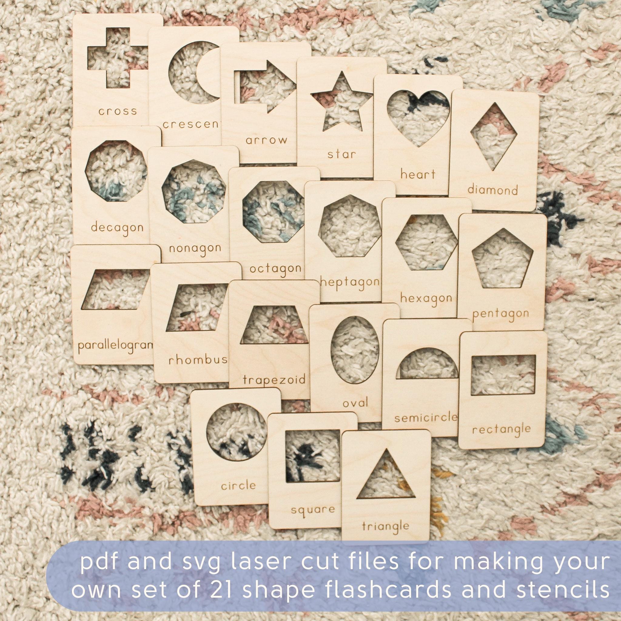 Wood Shape Flashcards & Tracing Stencils: Montessori Math Activity ...