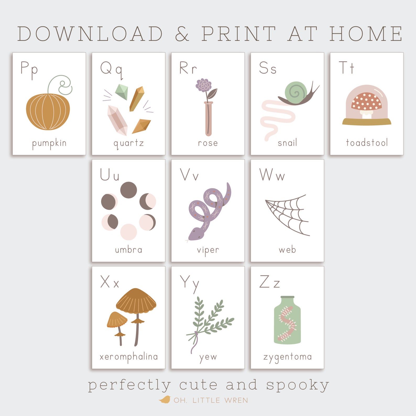 Halloween Alphabet Printable Cards Montessori Preschool ABC Learning ...