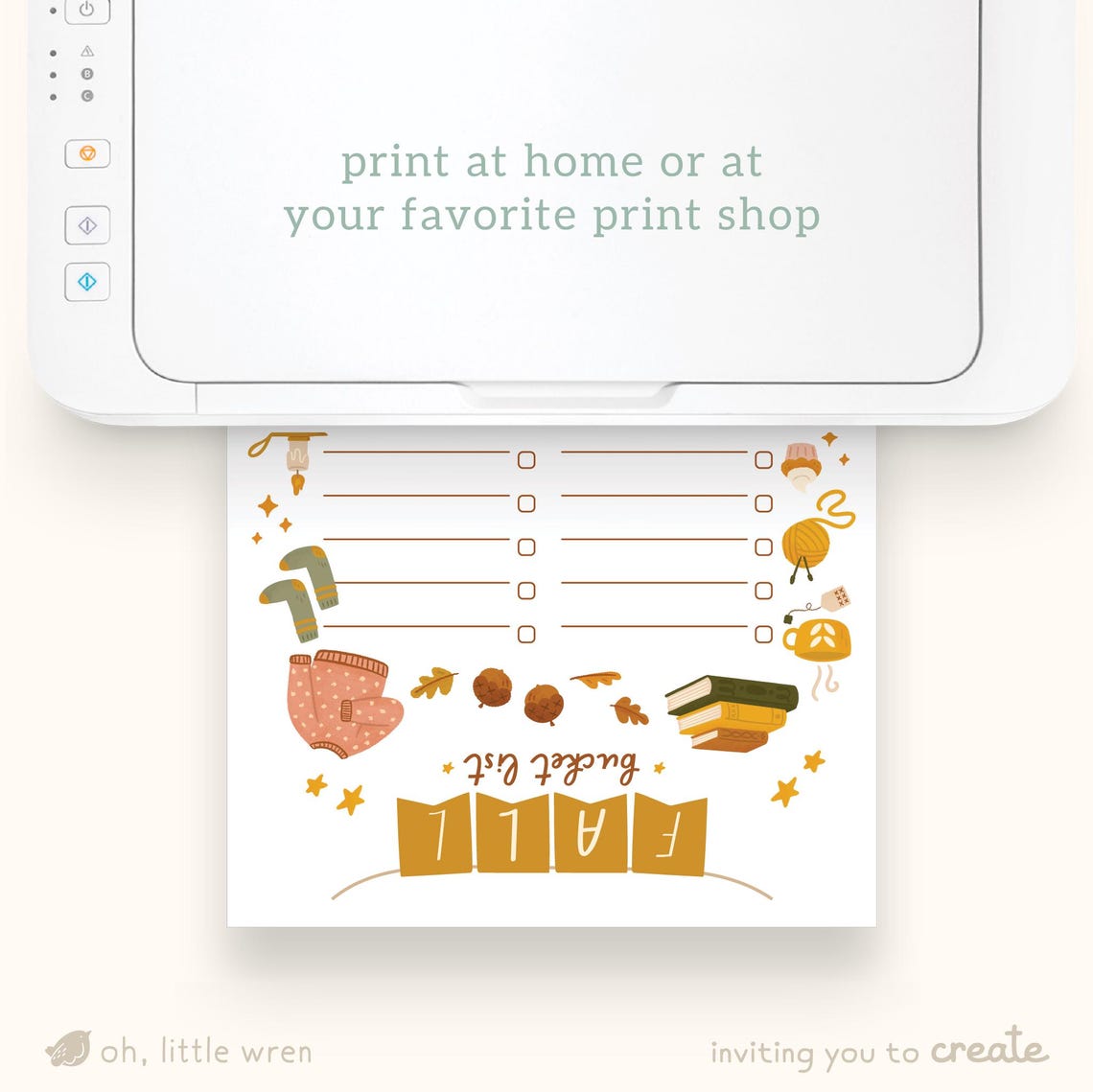 Fall Bucket List Printable • Fill in the Blank Fall Illustrations ...