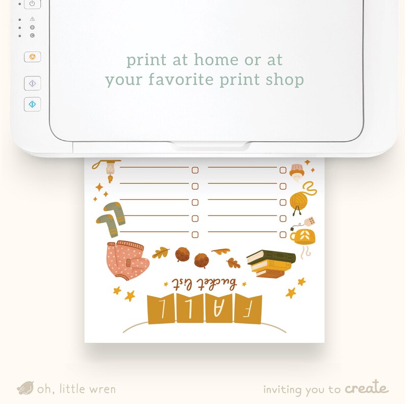 Fall Bucket List Printable • Fill in the Blank Fall Illustrations ...