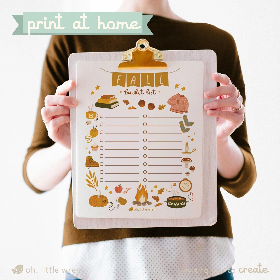 Fall Bucket List Printable • Fill in the Blank Fall Illustrations ...