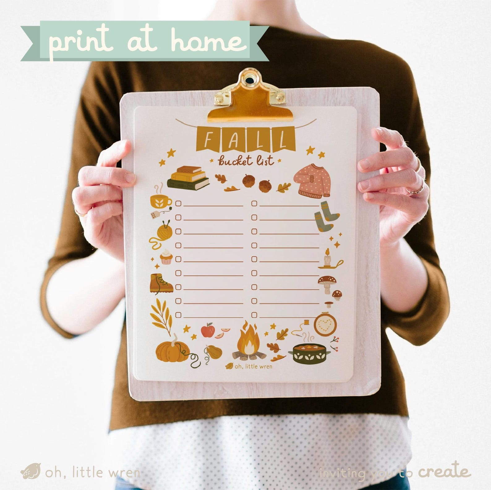 Fall Bucket List Printable • Fill in the Blank Fall Illustrations ...