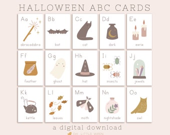 Halloween Alphabet Printable Cards Montessori Preschool ABC - Etsy