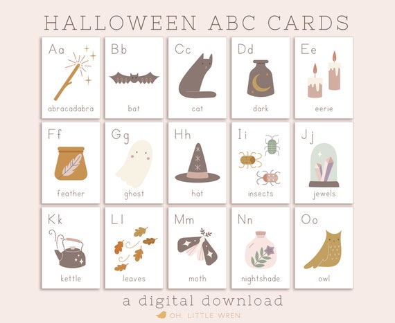 Halloween Alphabet Printable Cards Montessori Preschool ABC - Etsy