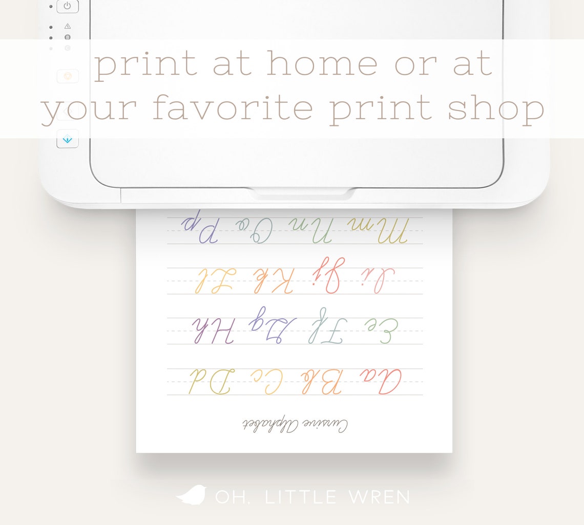 Cursive Alphabet Printable Wall Art, Digital Download Homeschool ...