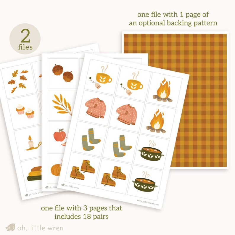 Fall Memory Match Game Printable • Cozy Autumn Matching Game • Autumn ...