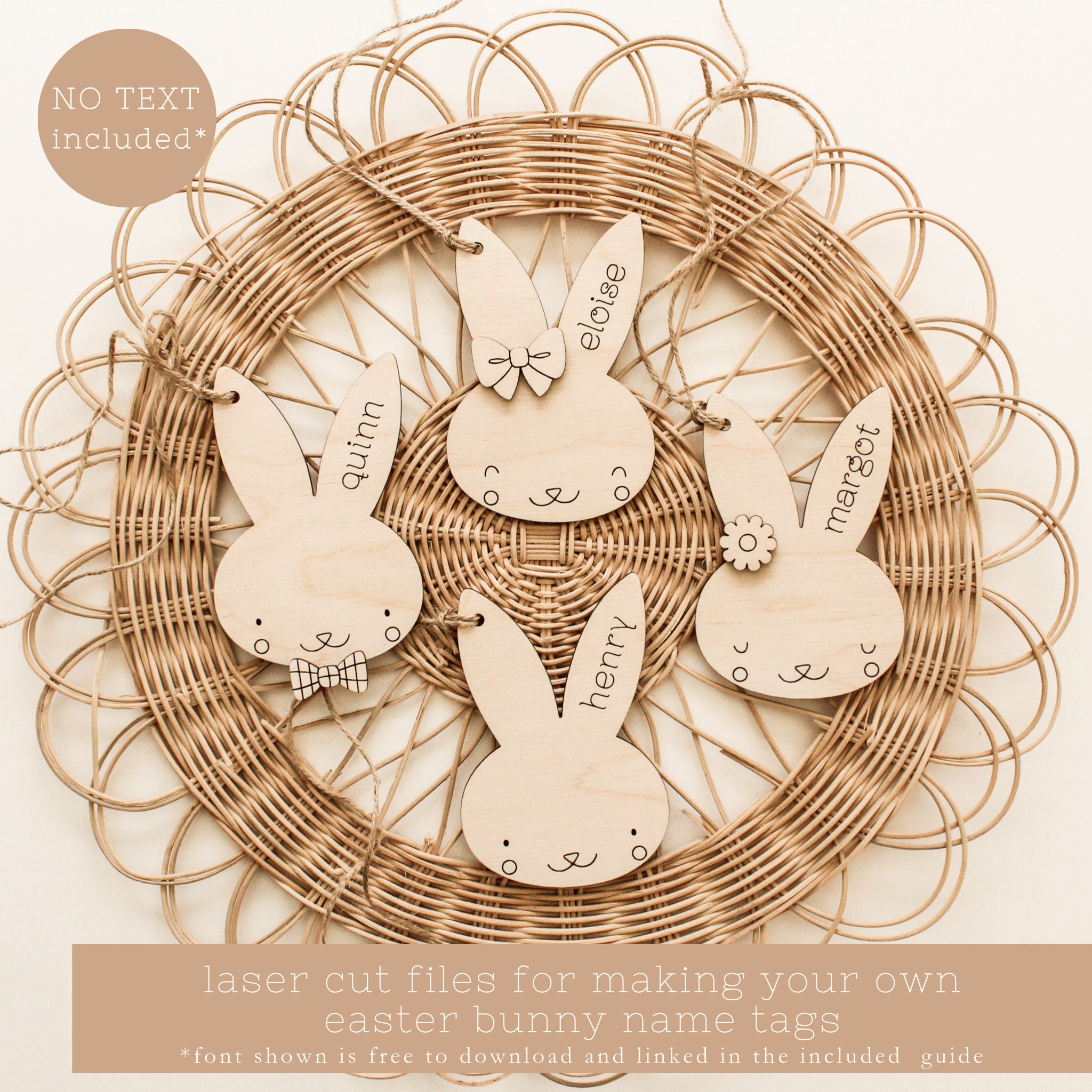 SVG Easter Bunny Tag Laser Cutting Digital Download Kids Easter Basket ...