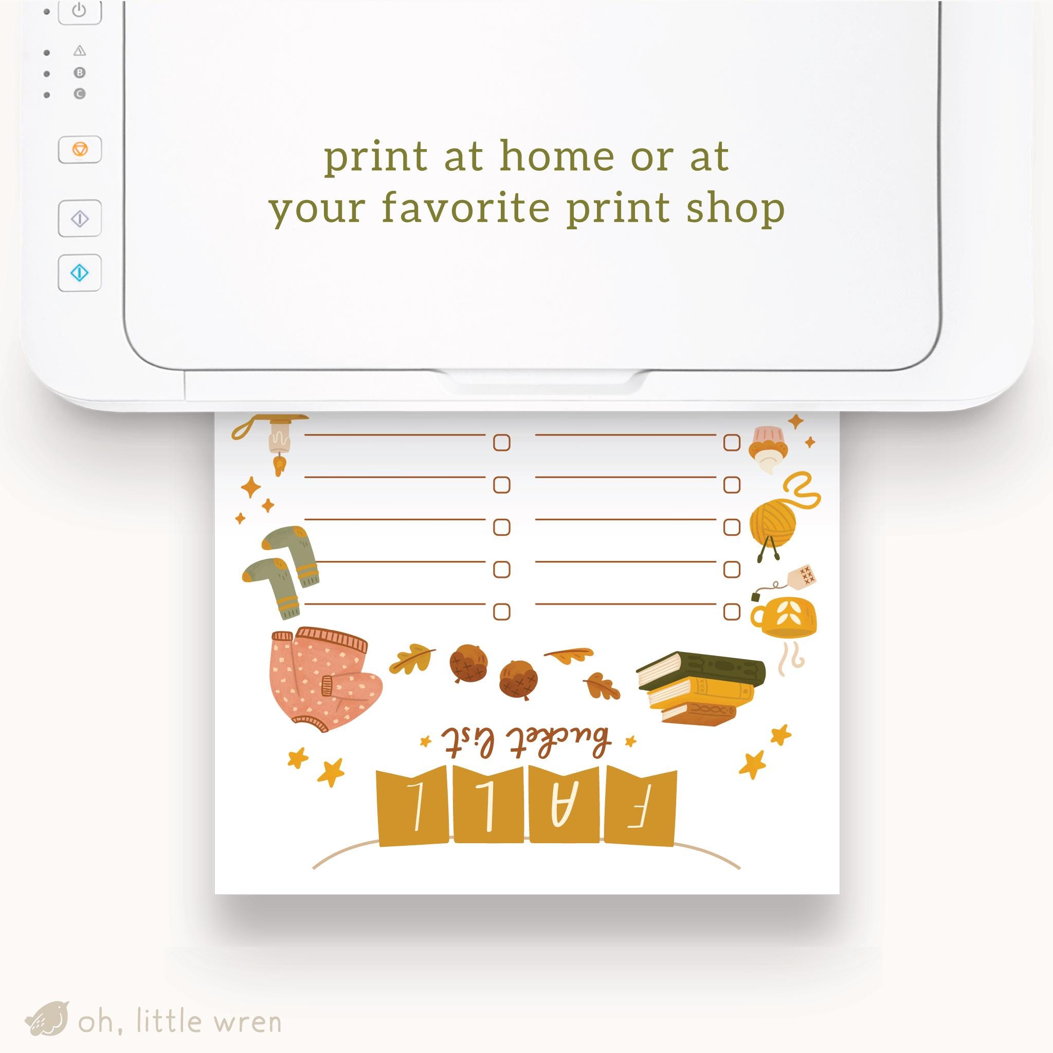 Fall Bucket List Printable Fill in the Blank Fall Illustrations Instant ...