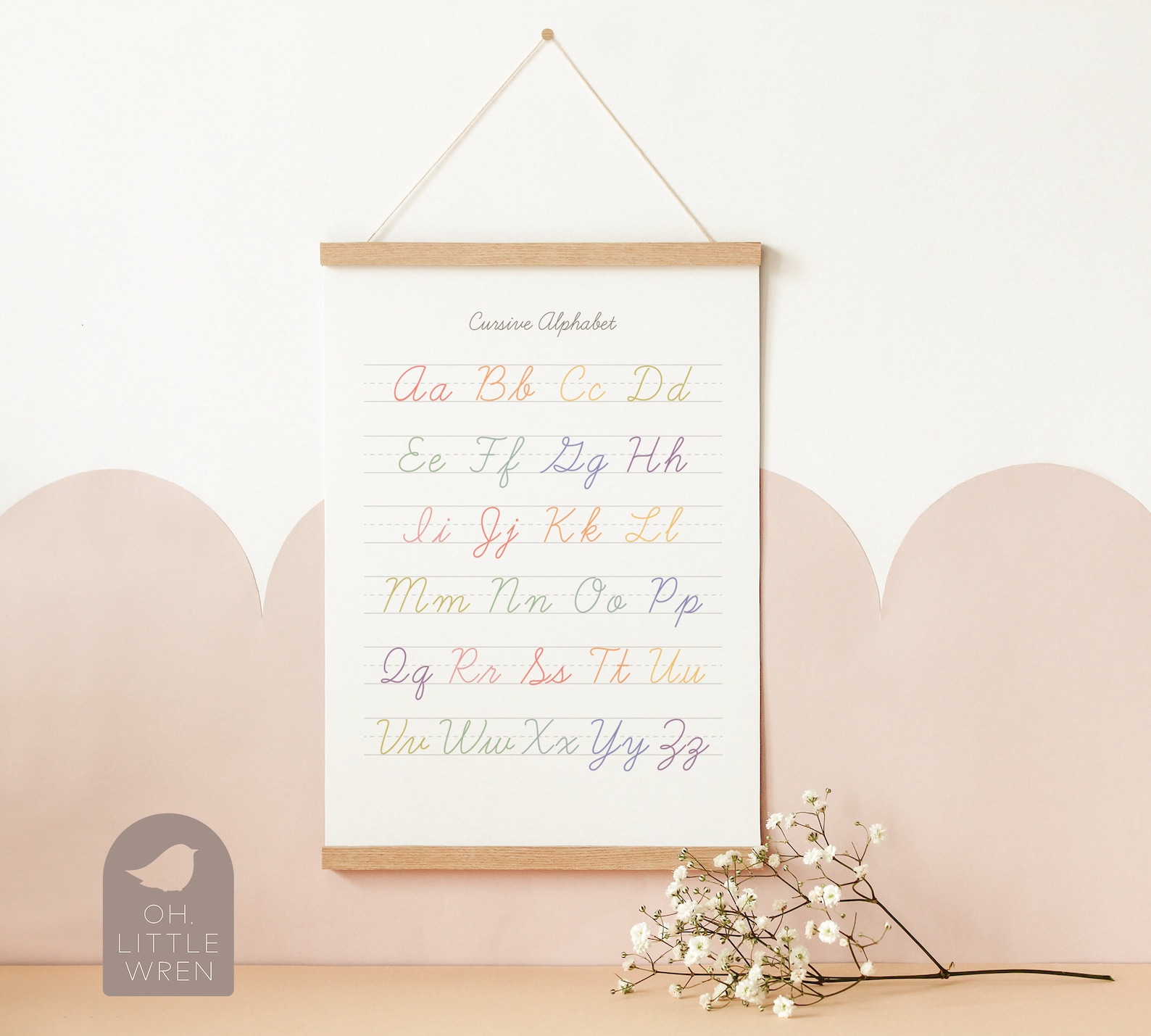 Cursive Alphabet Printable Wall Art, Digital Download Homeschool ...