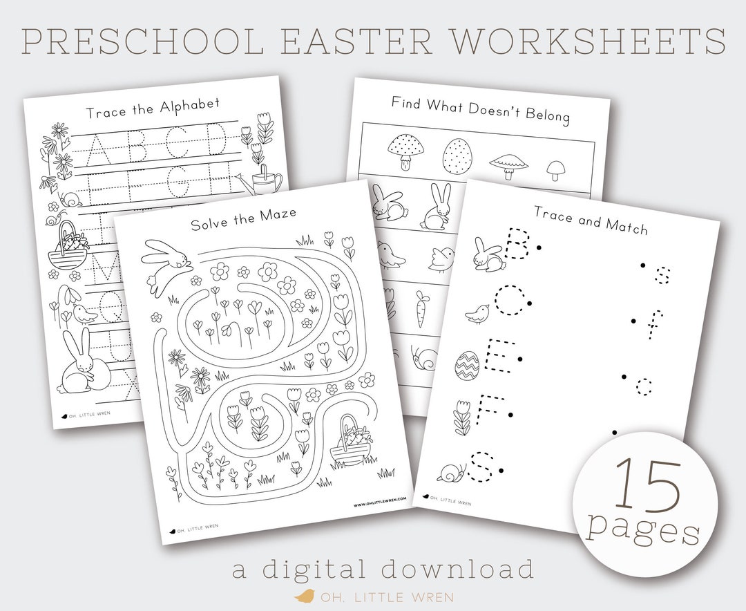 Printable Preschool Easter Activity Worksheet Bundle Spring Digital ...