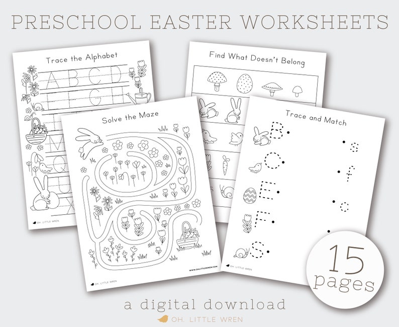 Printable Preschool Easter Activity Worksheet Bundle Spring Digital ...