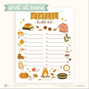 Fall Bucket List Printable • Fill in the Blank Fall Illustrations ...