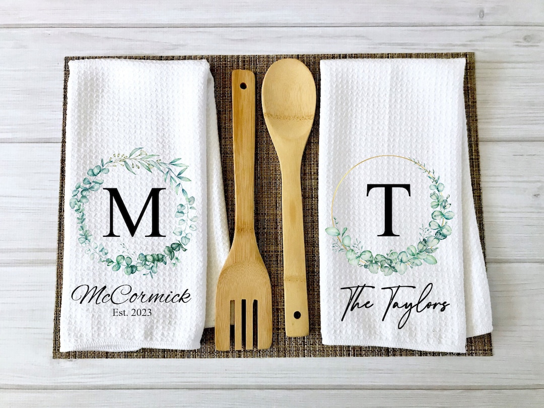 Personalized Kitchen Towel | Custom Tea Towel | Family Name Dish Towel | Kitchen Decor | Hand ...