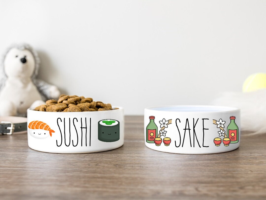 Funny Pet Bowl Cute Dog Bowl Sushi Sake Food & Water Bowl Food and ...