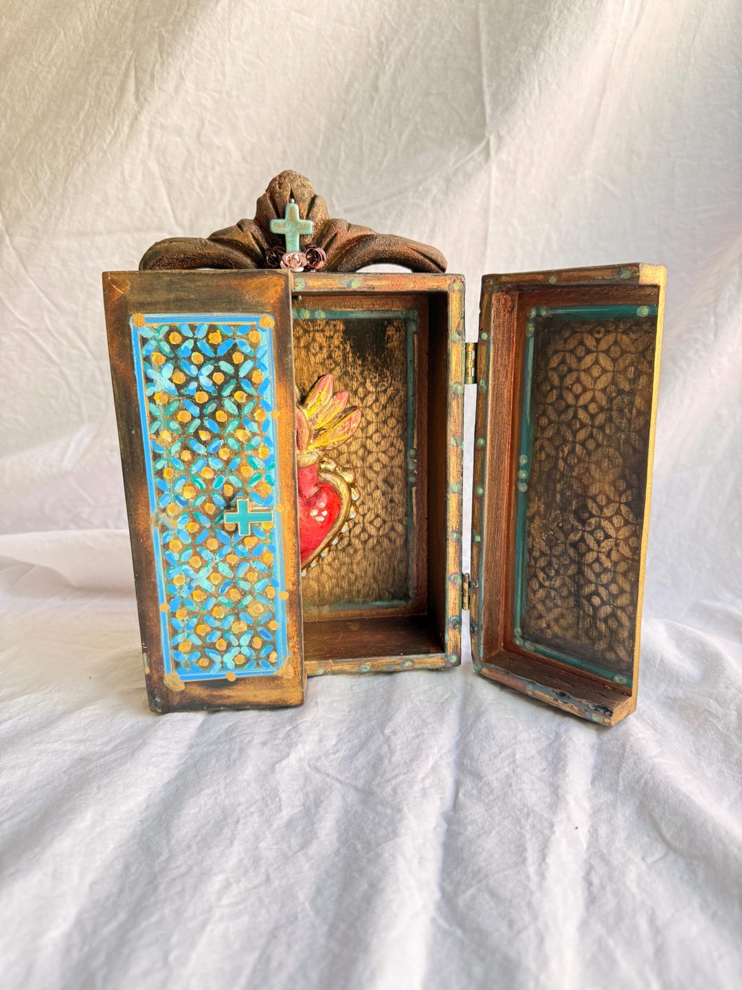 Hand‑painted Altar Box With Doors | Wall or Tabletop Shrine - Etsy