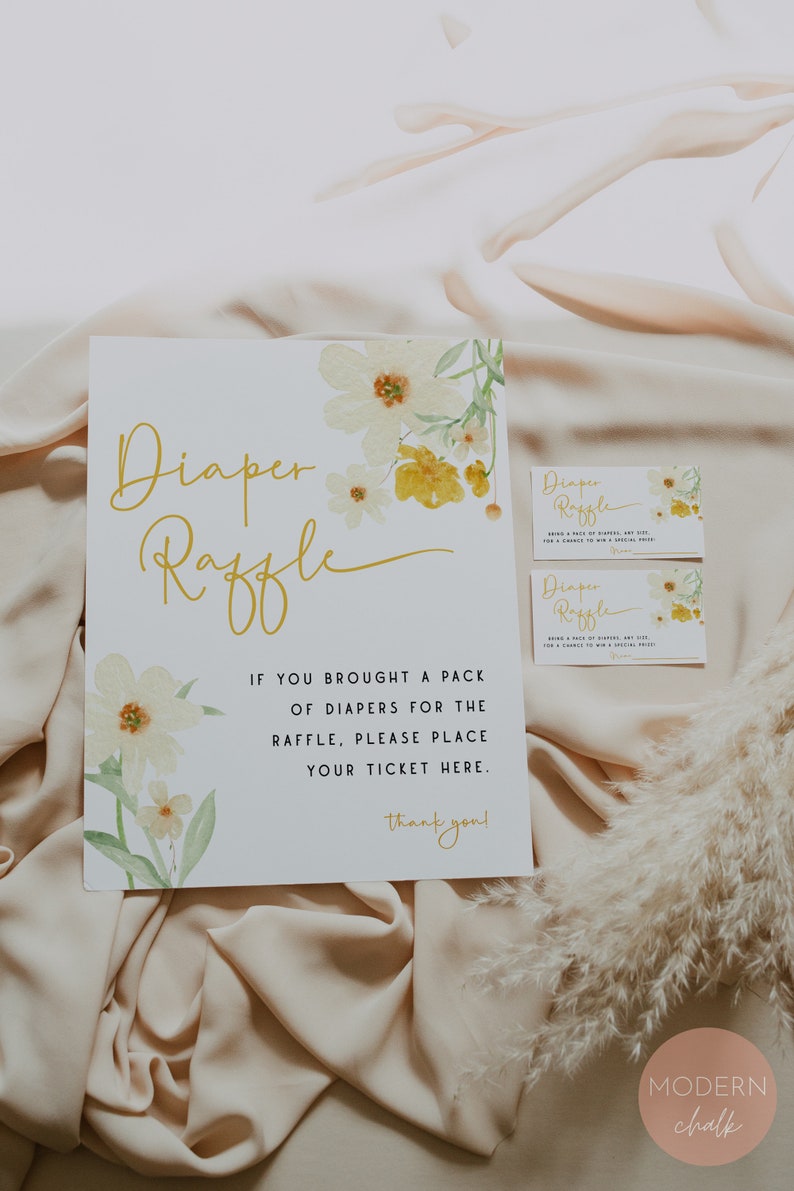 Diaper Raffle Display Sign & Card, Bring A Pack of Diapers, Baby Shower ...