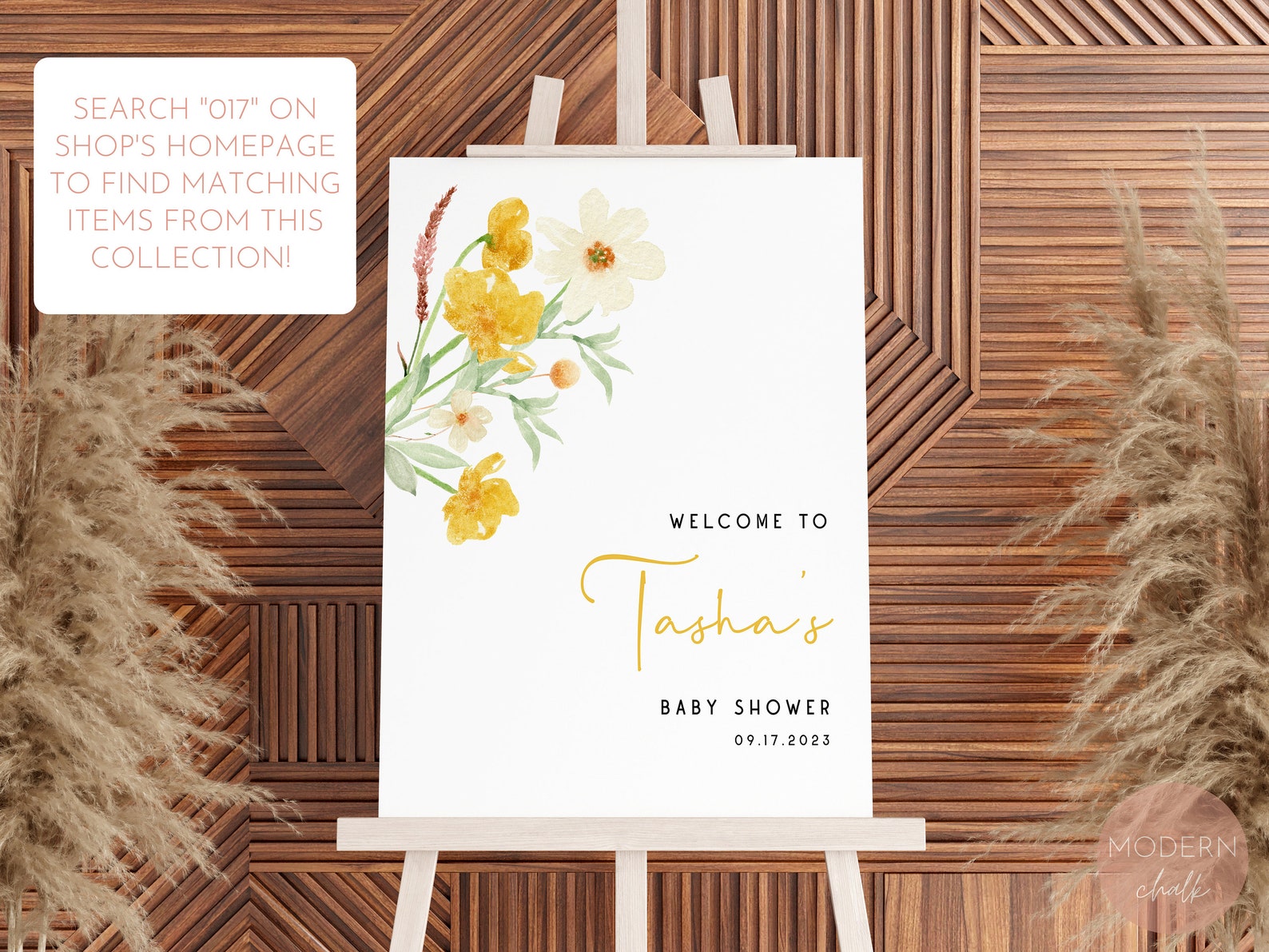 Baby Shower Welcome Sign, Bohemian Wildflower Design, Gender Neutral ...