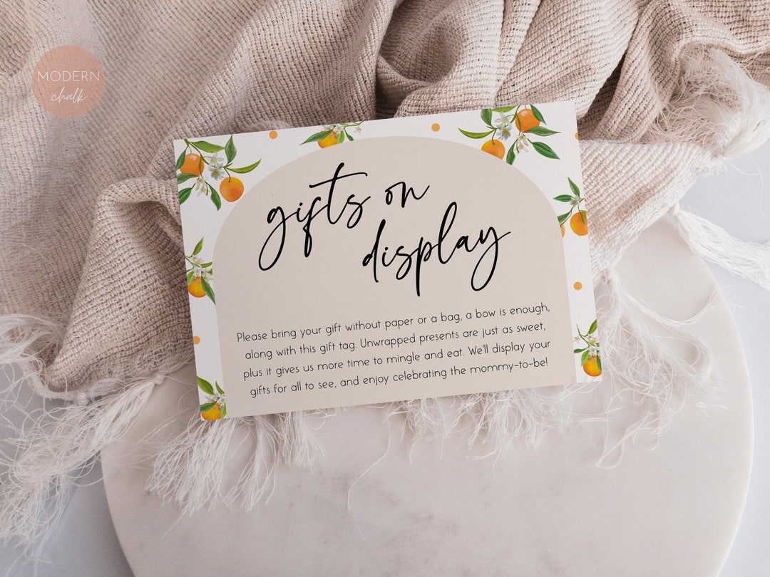Little Cutie Orange No Wrap Baby Shower Gift Tag, Bohemian Citrus Don't ...