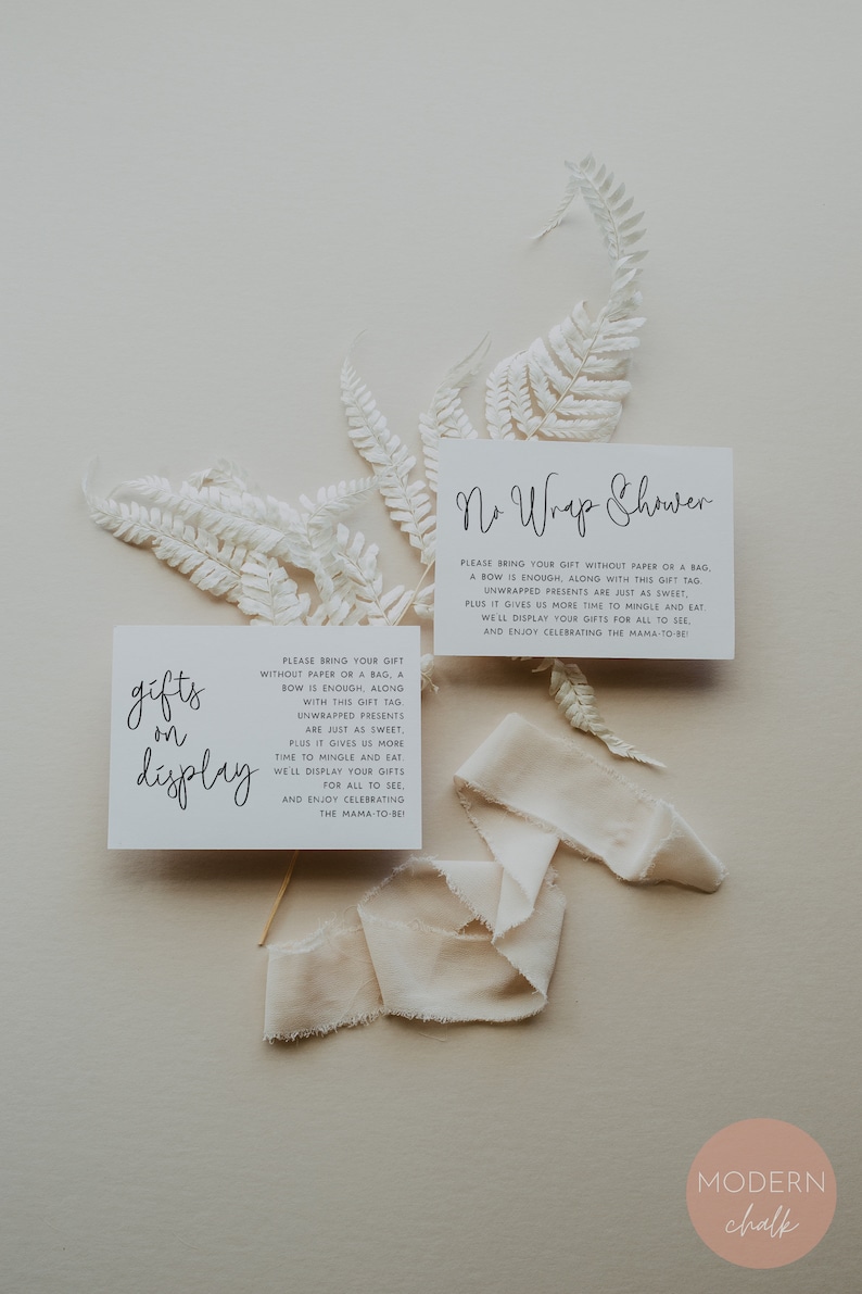 No Wrap Baby Shower Gift Tag, Don't Wrap Gifts Insert, Gifts on Display ...