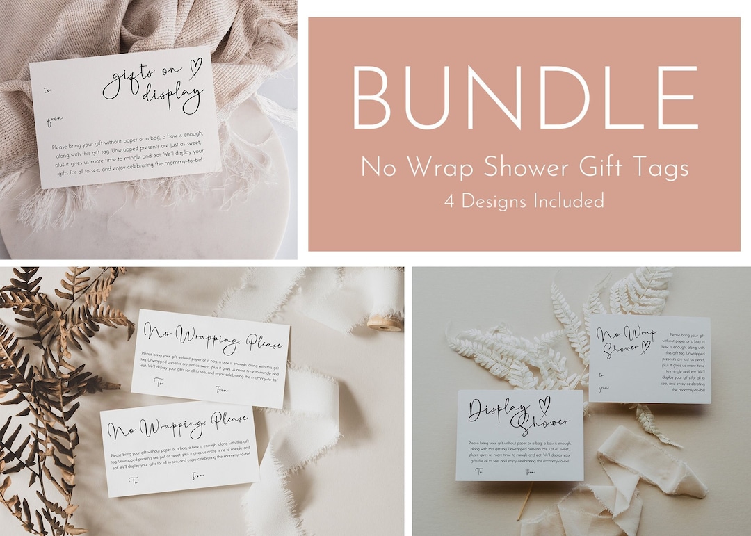 No Wrap Baby Shower Gift Tag, Don't Wrap Gifts Insert, Gifts on Display ...