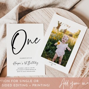 First Birthday Invitation Digital, Pretty Gender Neutral Invite ...