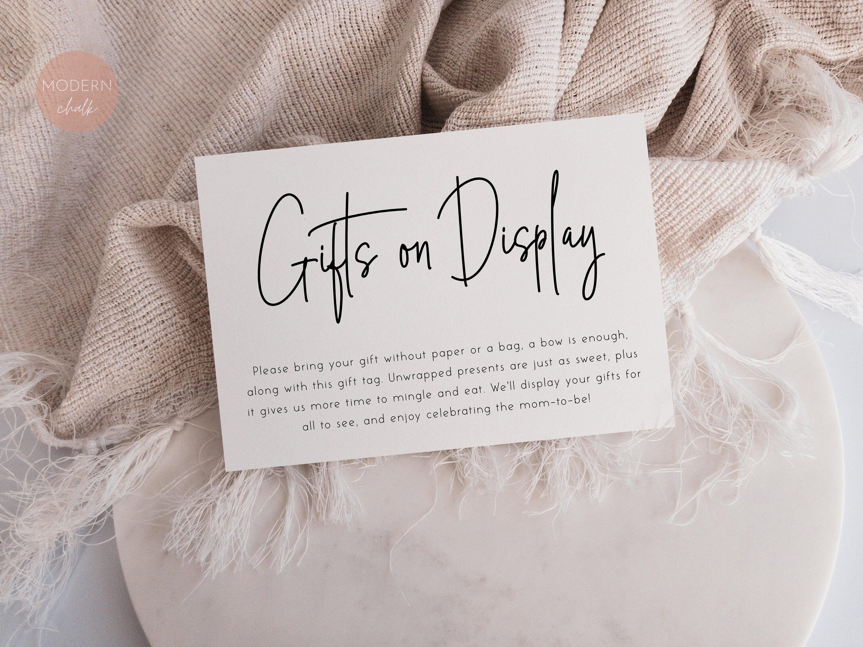 No Wrap Baby Shower Gift Tag, Don't Wrap Gifts Insert, Gifts on Display ...