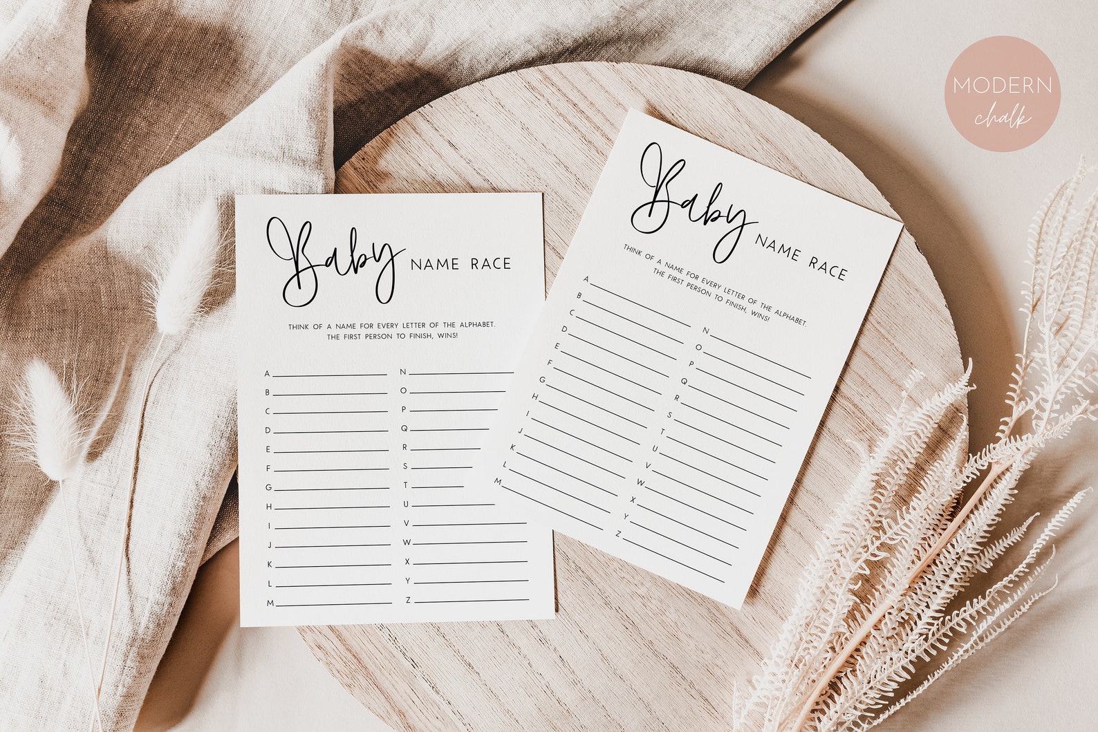 Baby Name Race Game, Alphabet Baby Shower, A-Z Name Game Printable ...