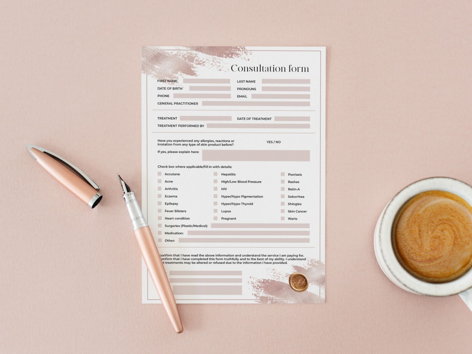 Digital Consultation Form, Printable Beauty Client Consent Form ...