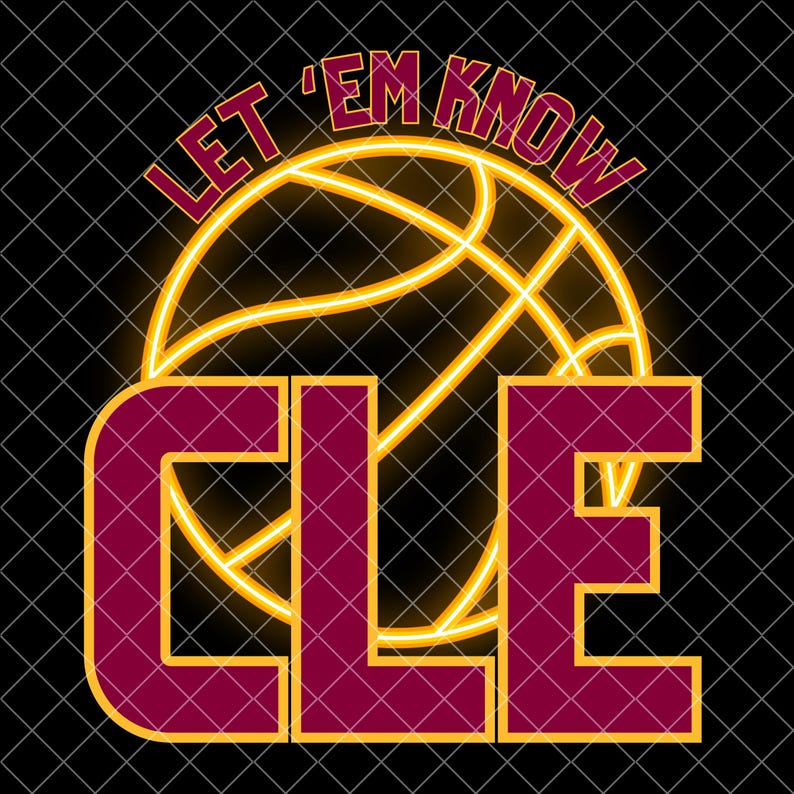 CLE Basketball Neon PNG Instant Digital Download, Cavaliers, Basketball ...