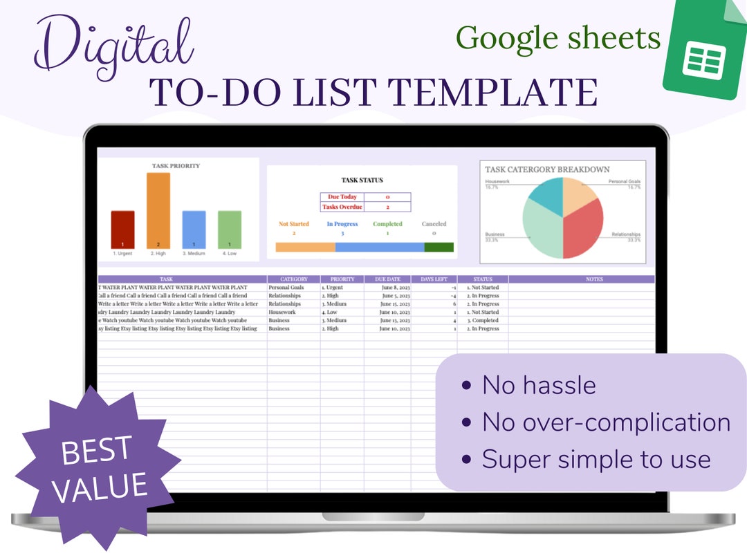 To-do List Templates | Google Sheets Template | Task Planner | Do-do ...