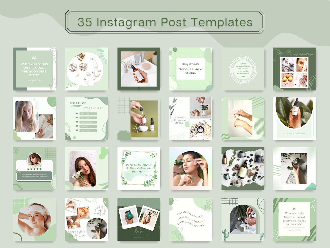 Instagram Post Templates 100% Customizable on Canva Olive - Etsy