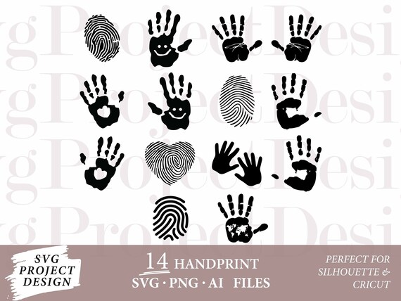 14 Handprint Svg Hand Cut File Handprint Cricut Handprint - Etsy