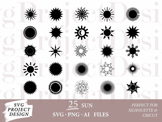 25 Sun Svg Files Sun Png Bundle Celestial Sun Svg Boho Png | Etsy