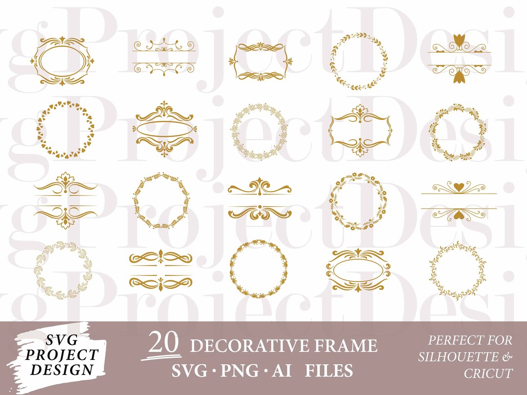20 Decorative Frames Svg, Decorative Dividers Svg, Floral Frames Svg ...