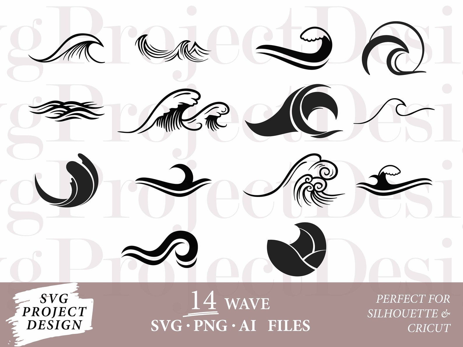 14 Wave Svg, Wave Svg Bundle, Beach Svg, Ocean Svg, Water Svg, Sea ...
