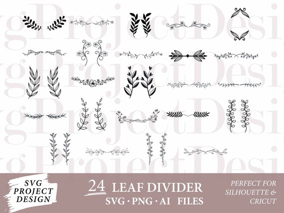 24 Leaf Divider Svg Leaves Svg Leaves Divider Hand Drawn - Etsy