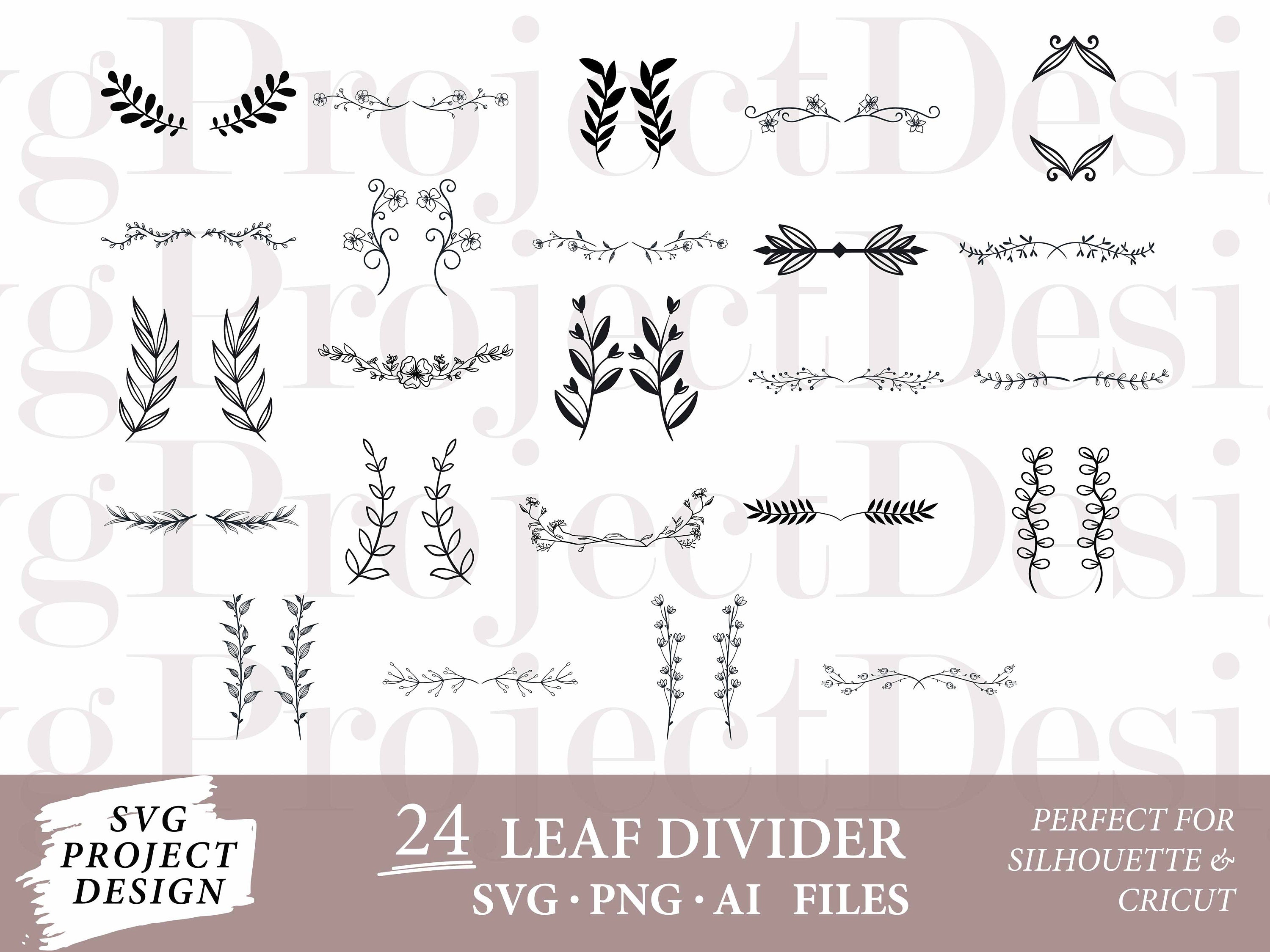 24 Leaf Divider Svg, Leaves Svg, Leaves Divider, Hand Drawn Leaves ...