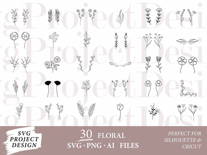 30 Floral Divider Svg Leaves Svg Hand Drawn Leaves Leaves - Etsy